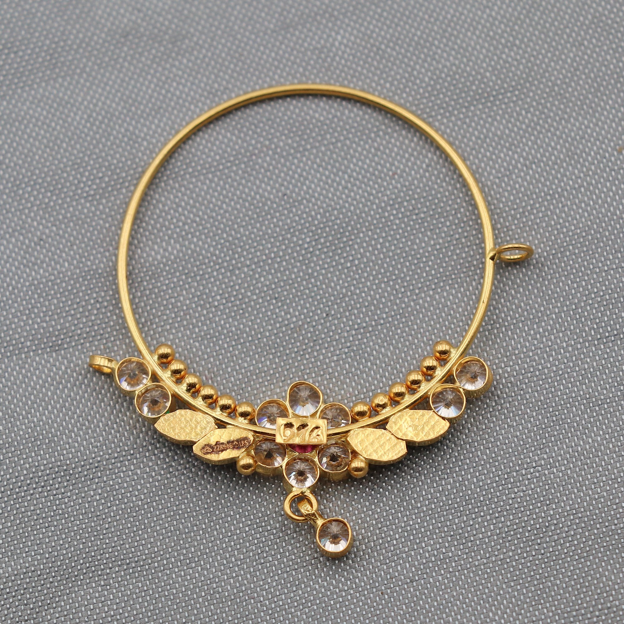 Wedding Jewelry Zircon 22k Yellow Gold Nath Nosepin With Meena Women Indian Jewelry K2508 Etsy