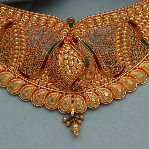 Rani Haar 22k Yellow Gold Choker Necklace Indian Style Gold Set Big Gold Necklace 22k Bridal Necklace Traditional Rajasthani Handmade Etsy