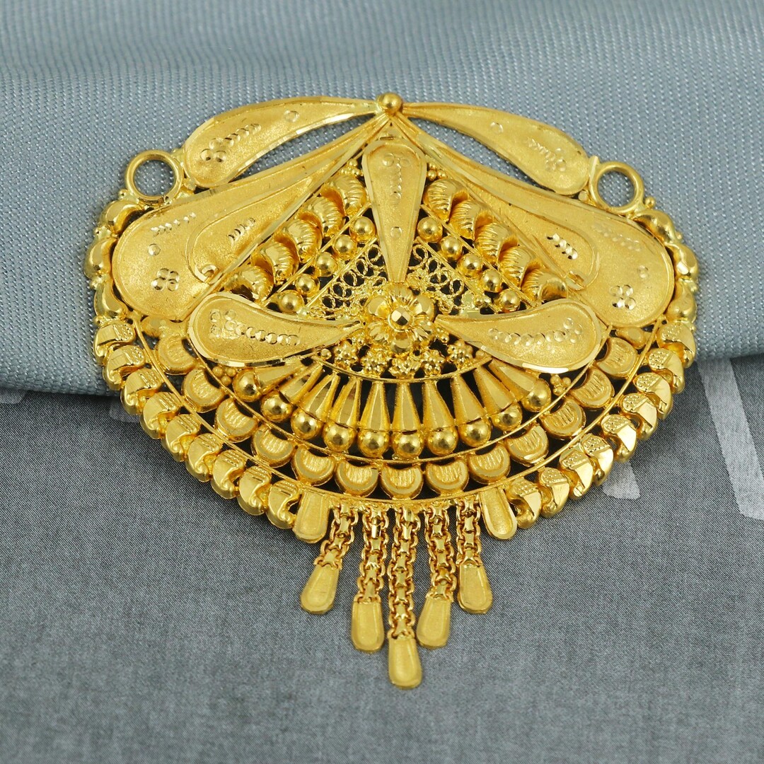 22k Yellow Gold Locket With Beads String Necklace Indian Handmade ...