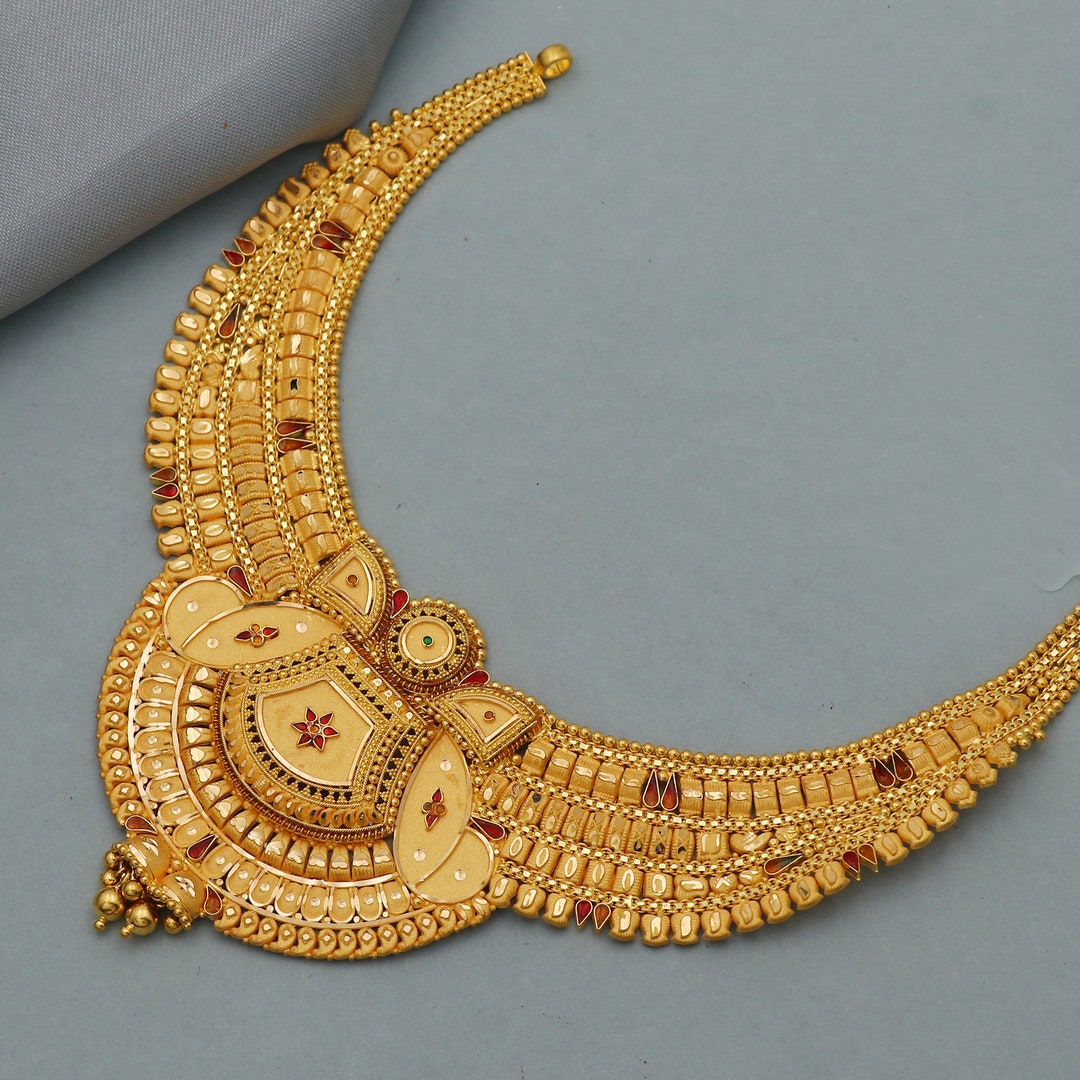 22k Pure Gold Necklace Set - Etsy