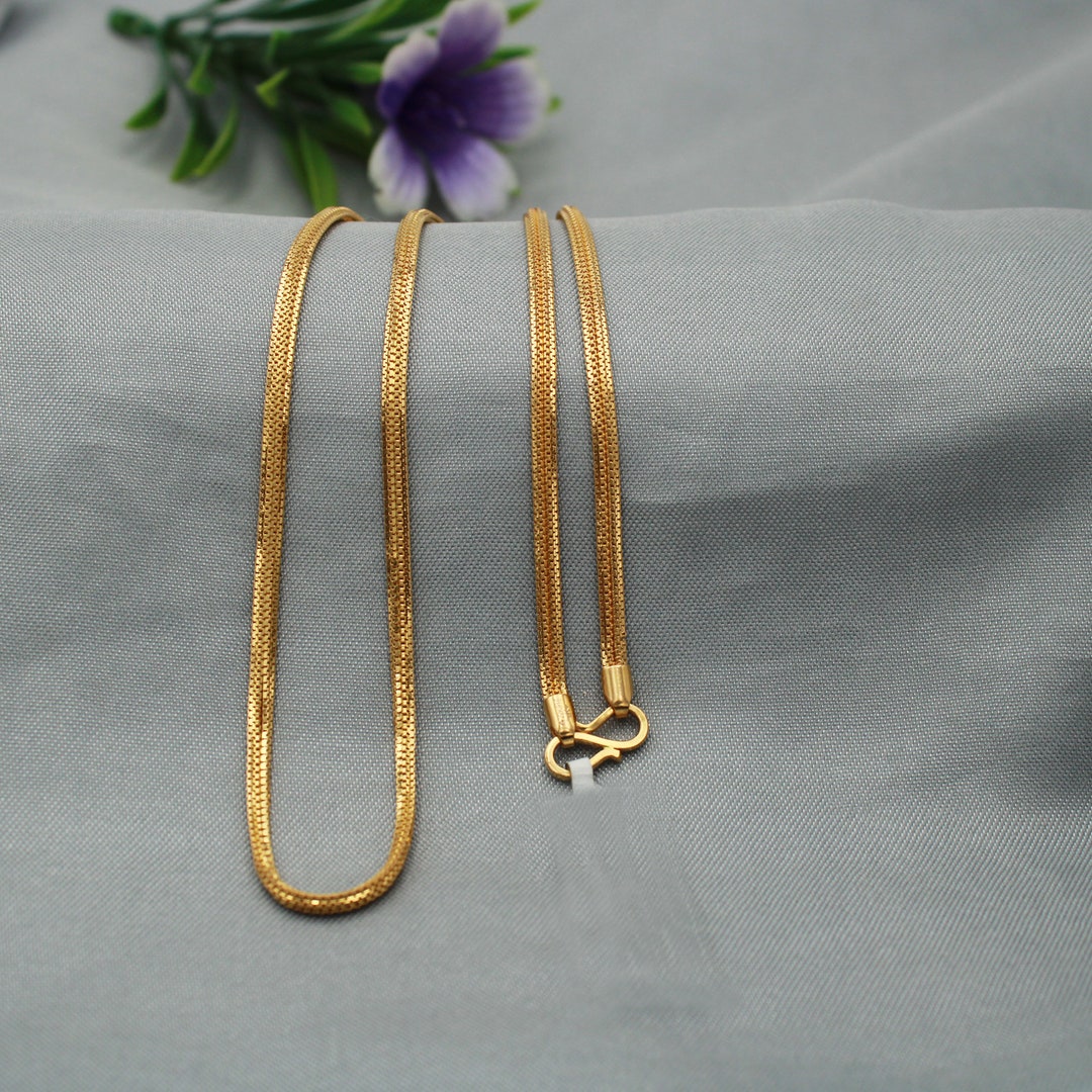 Box Style Chain Necklace, 22k Gold, Indian Gold Necklace Chain Jewelry ...