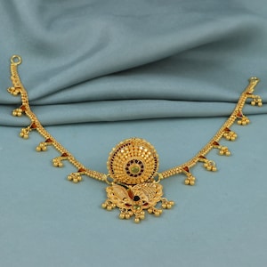 Rajasthani 22k Yellow Gold Indian Gold Borla Matha Patti, Indian Gold ...