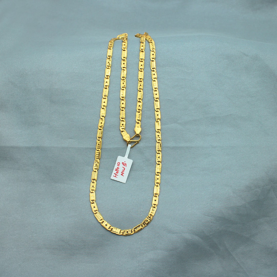 22k Gold Chain Necklace Indian Handmade Jewelry, Biscuit Nawabi Chain ...