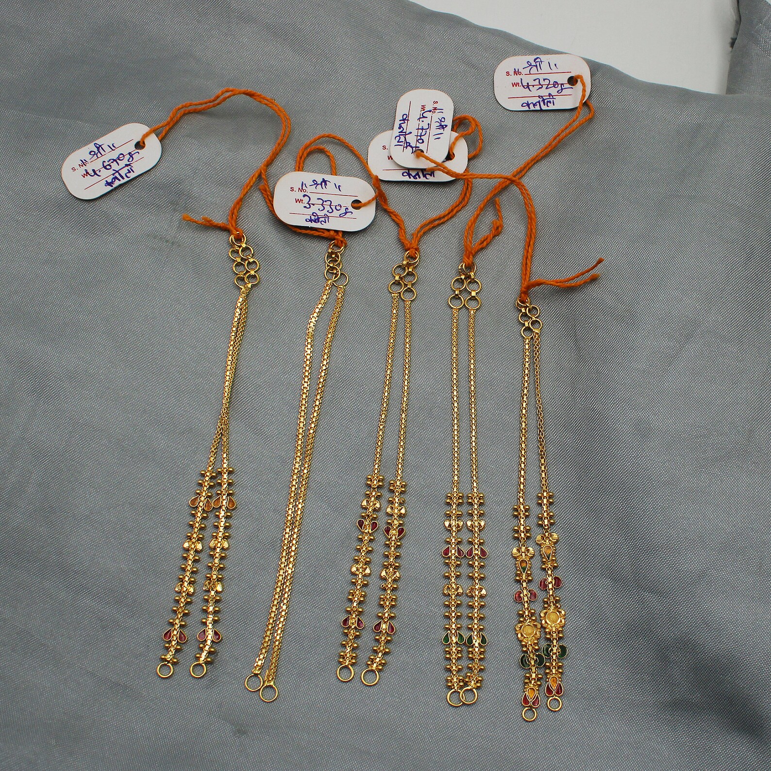 Ear Chain 22k Yellow Gold Indian Earrings Jewelry, Indian Kanoti ...