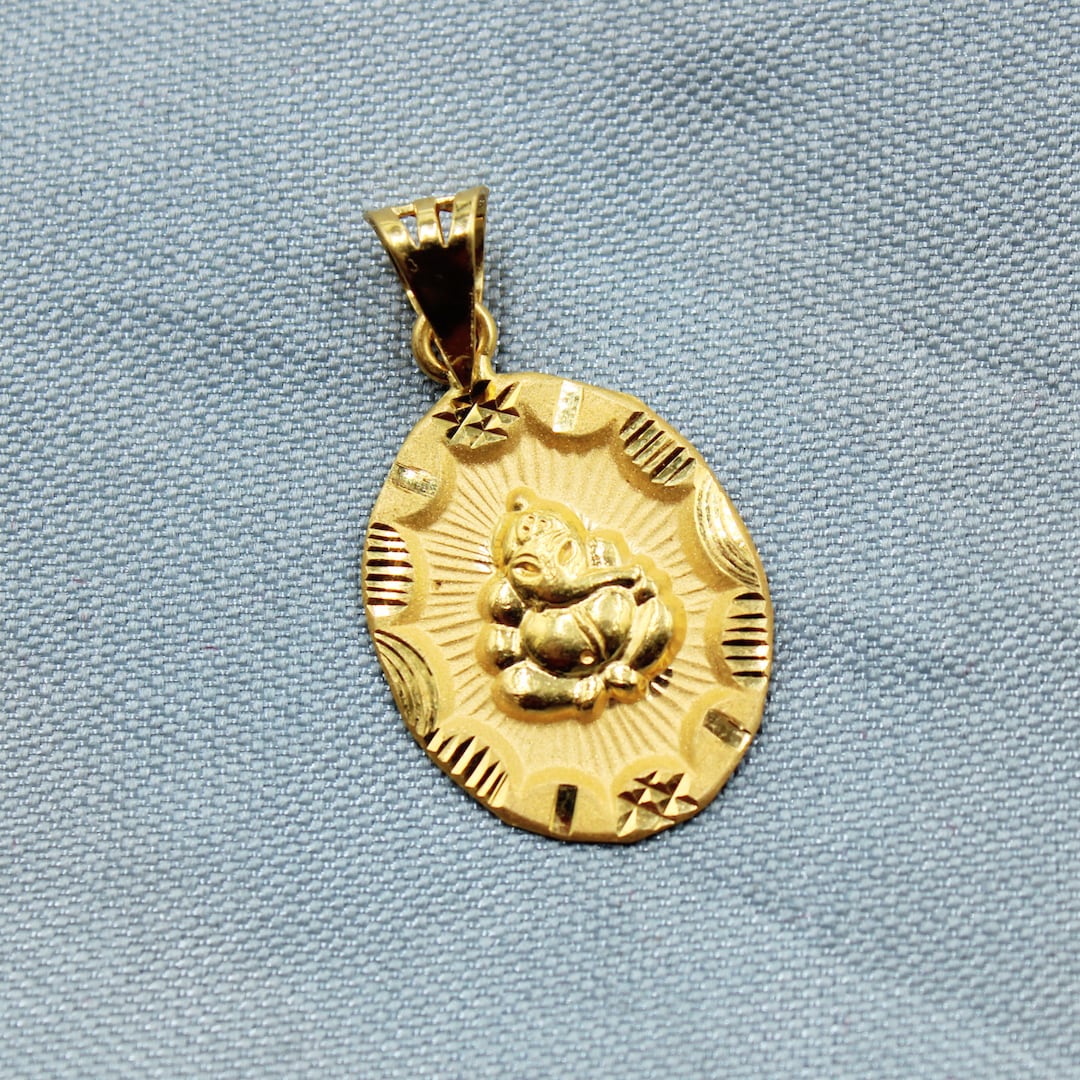 GANESHA Ganesh 18k Yellow Gold Locket Pendant Necklace - Etsy