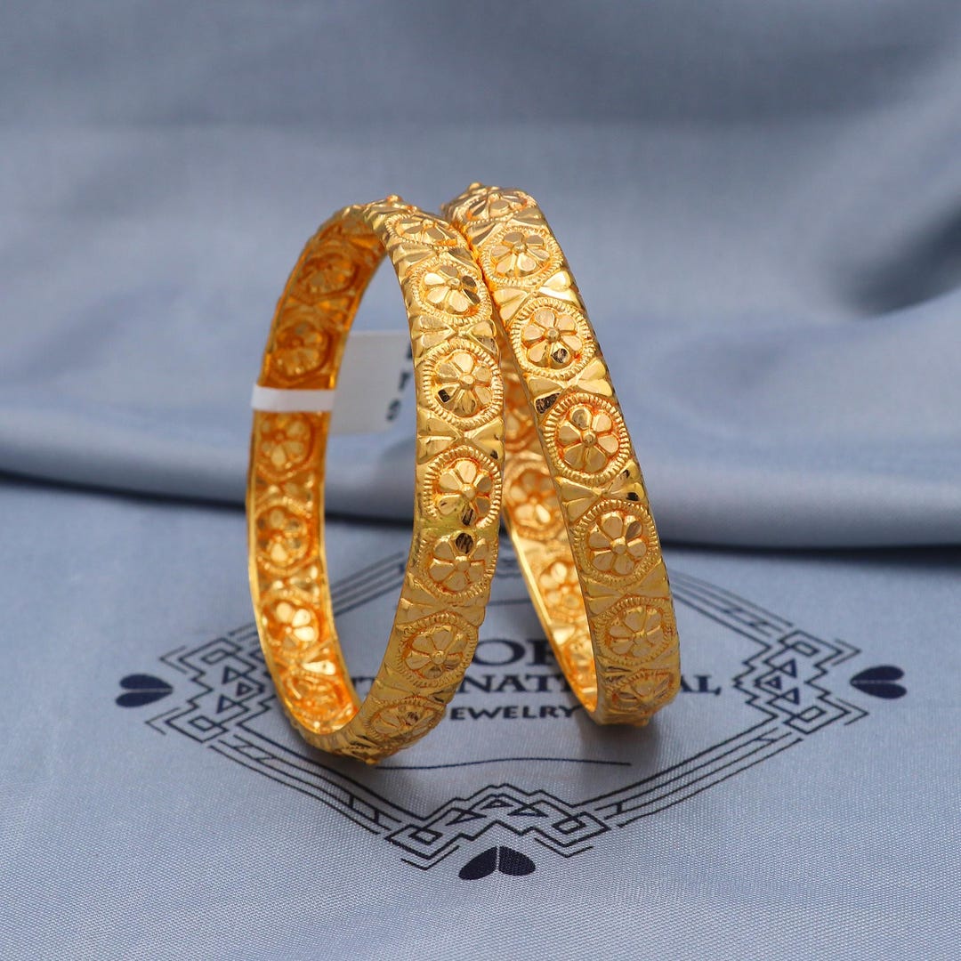 22k Gold Bangles Indian Handmade Lightweight Wax Filled, Traditional ...
