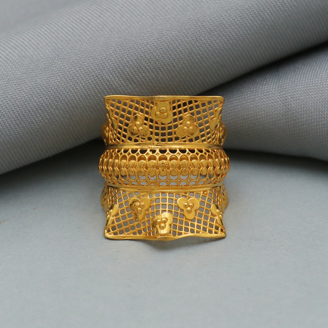22k Yellow Gold Unique Style Ring Size All, Designer Real Gold Ring ...