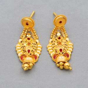 22k Yellow Gold Necklace Set, Indian Gold Set, Indian Gold Jewelry ...
