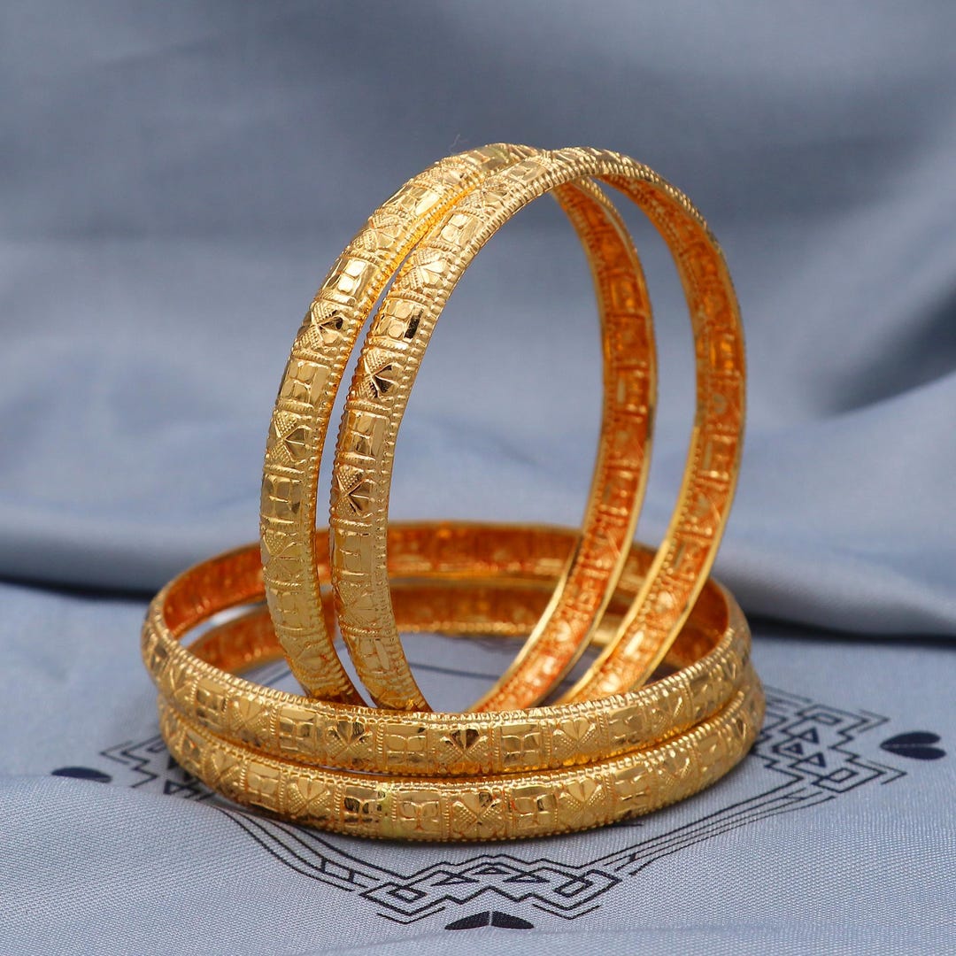 22k Gold Bangles Indian Handmade Lightweight Wax Filled, Traditional ...