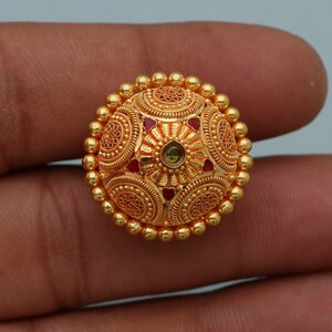 18k 22k Yellow Gold Mang Tikka Jewelry , Handmade Yellow Gold Borla for ...