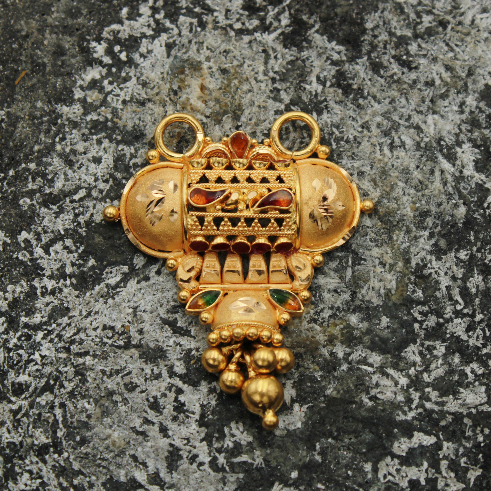 Handmade 22k Yellow Gold Amulet Pendant With Fabulous Hanging Bells ...
