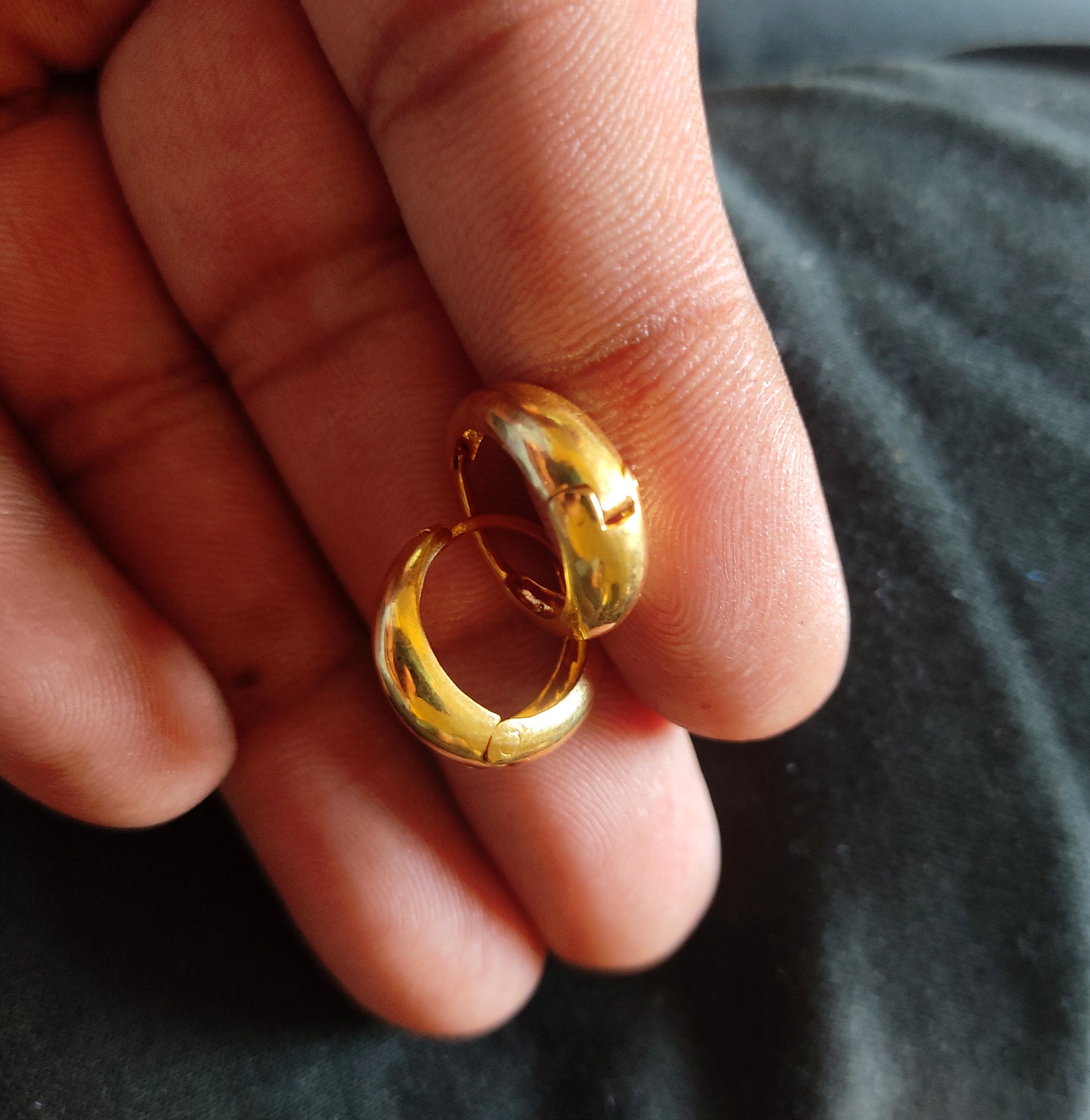 18k Yellow Gold Hoop Earrings Bali Earring Huggies Handmade - Etsy