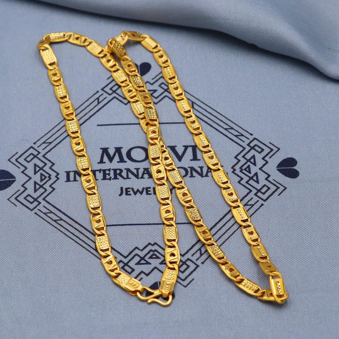 Classic 22k Gold Chain Handmade Necklace, Solid Real 22k Gold Chain ...