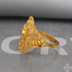 22k Gold Ring Jewelry, Handmade Indian Vintage and Antique Design, Pure ...