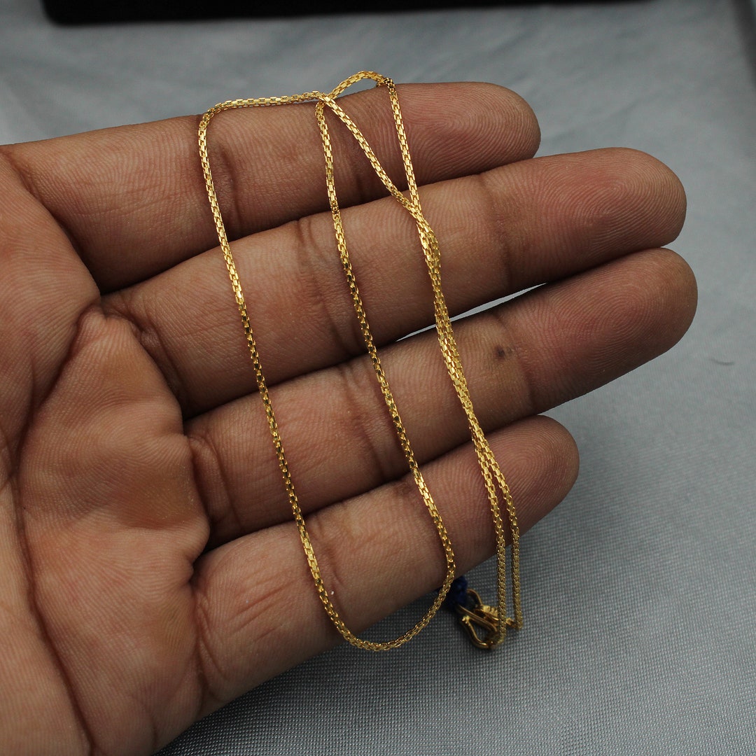 22k Yellow Gold Chain Box Necklace for Men Women Anniversary Wedding ...