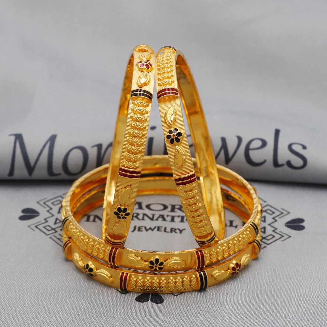 Pure 22k Gold Bangles Indian Handmade Vintage Design, Traditional ...