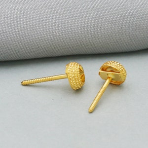 20k Yellow Gold Earrings Round Shape Stud Earrings 20kt, Gold Stud ...