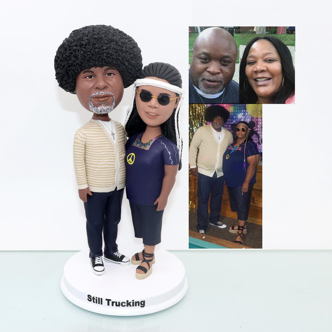 Personalized Black Couple Bobblehead | Custom Retro Figurine From ...