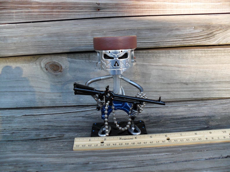 Handmade Skull Piston Machine Gunner Sculpture - Etsy