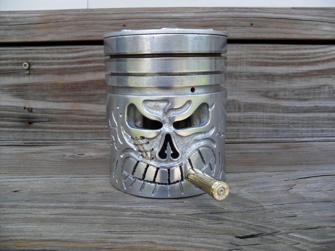 Piston Skull Face Hand Carved Diesel Piston Stash Box: 7MM Shell Stogie ...