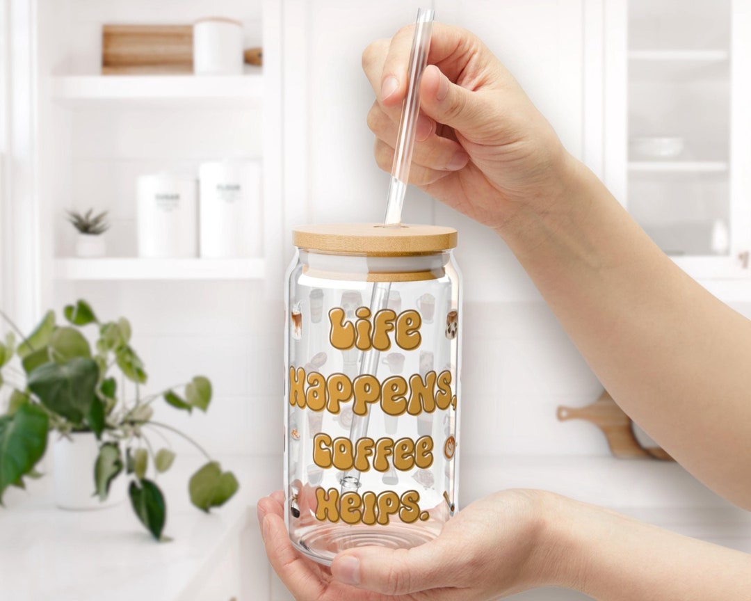 Iced Coffee Cup Caffeine Addict Sipper Glass Cold Beverages Nursing ...