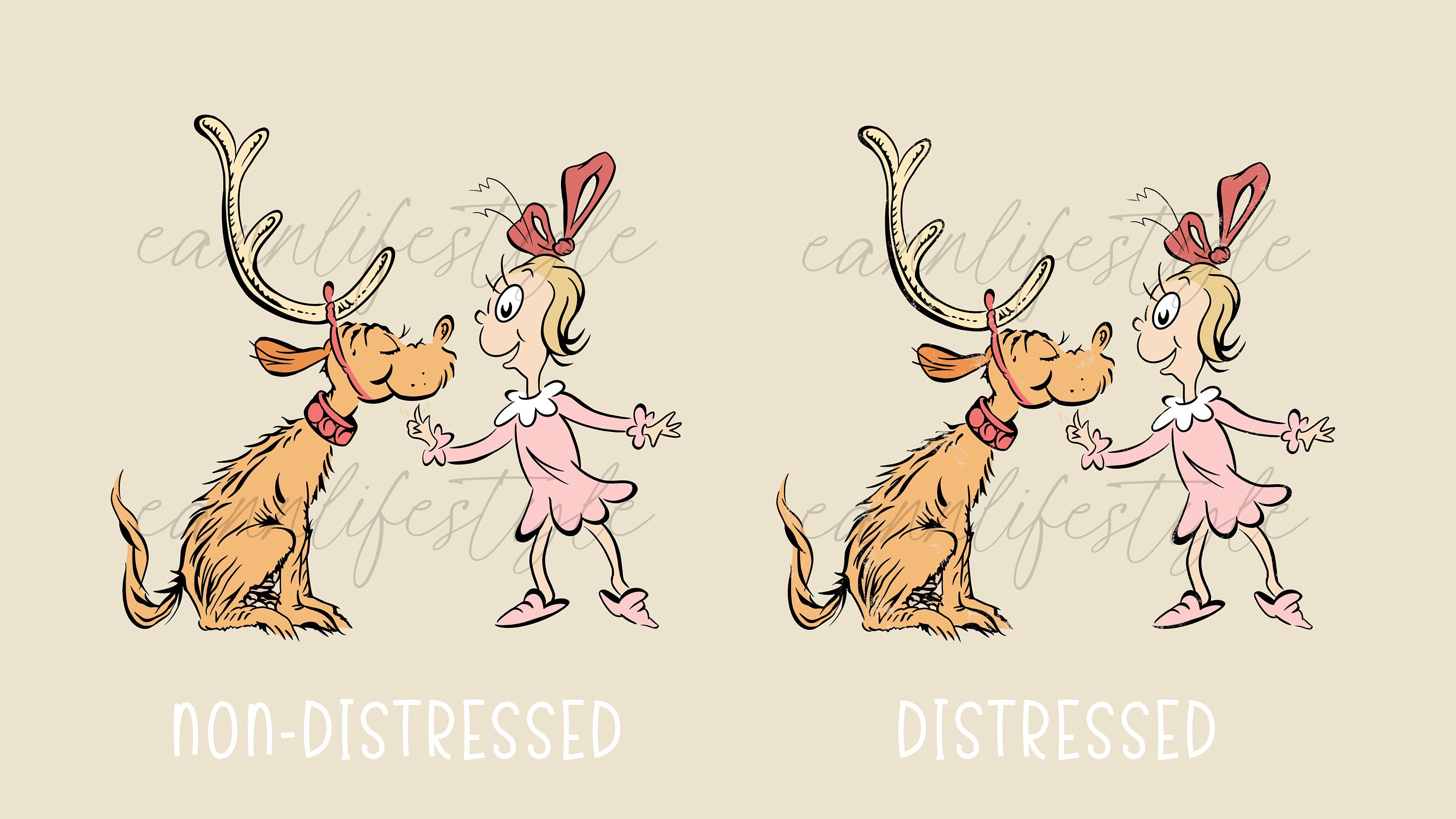 Max And Cindy Lou Who Christmas Png Digital Download Grinchmas Holiday Season Vintage Art