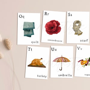 Fall Abcs Watercolour Flashcards Digital Printable Autumn Learning ...