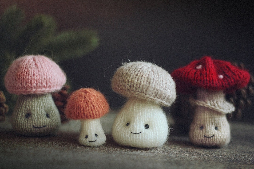 Happy Cute MUSHROOMS KNITTING Pattern Pdf, Stuffed Knitted Toy. 3 Packs ...