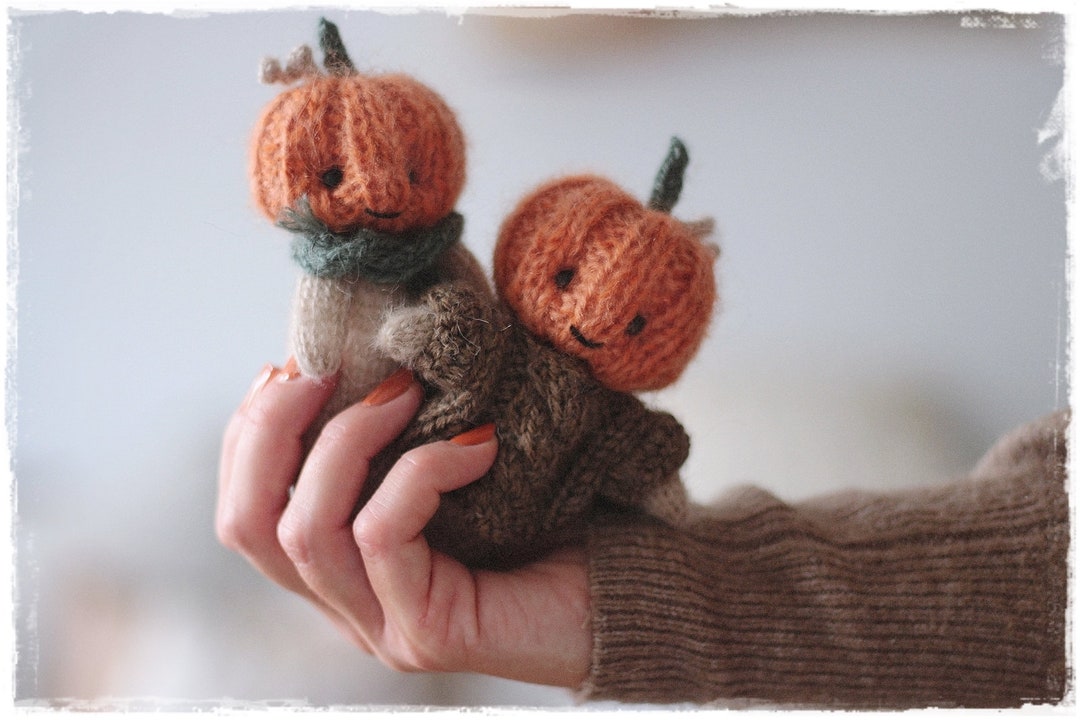 Pumpkin Head Doll Knitting Pattern • Halloween Toy • Cute Knitted Doll ...