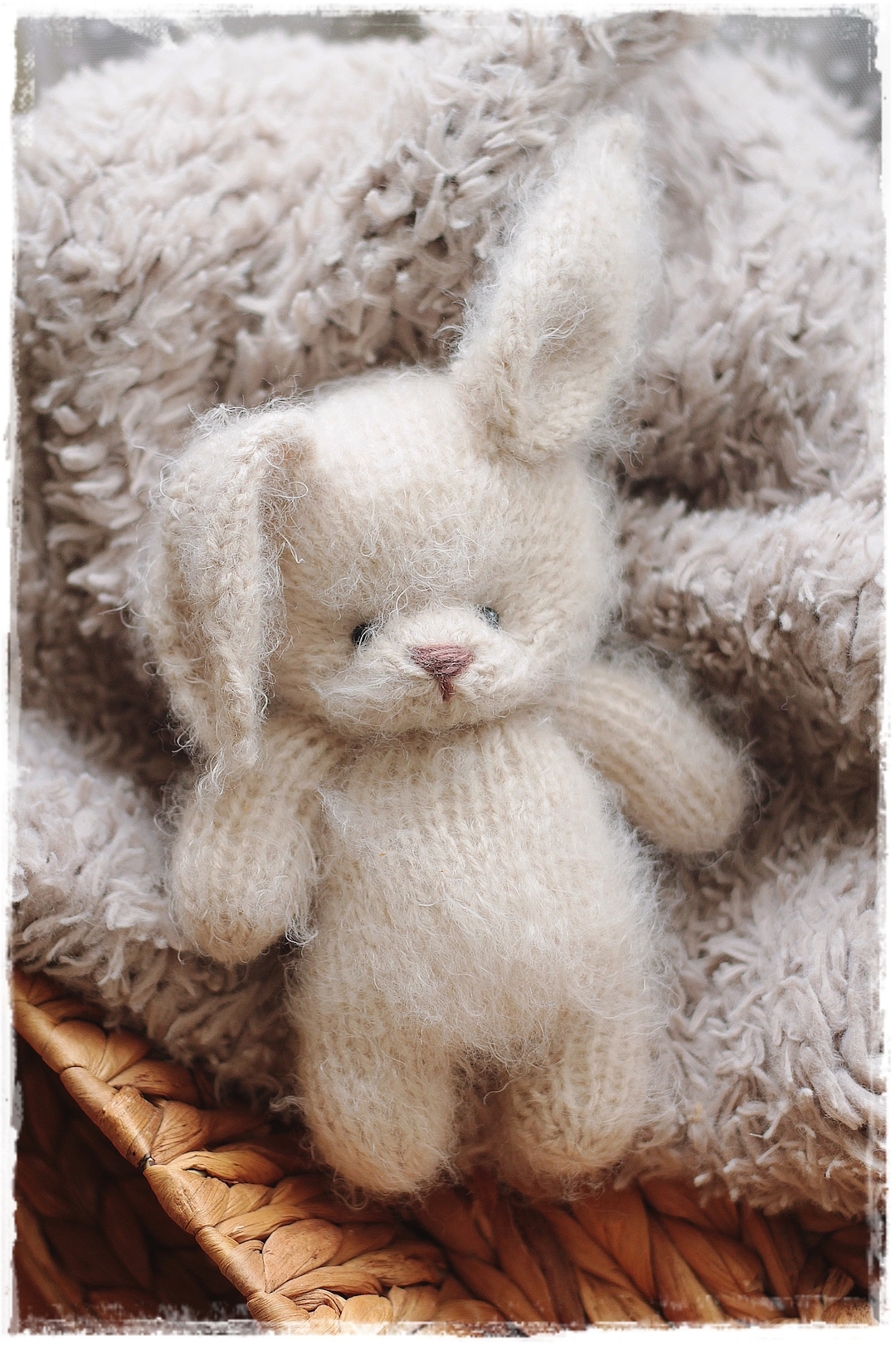 Rabbit Knitting Pattern PDF • Cute 18cm Soft Toy • Flat Knit on 2 ...