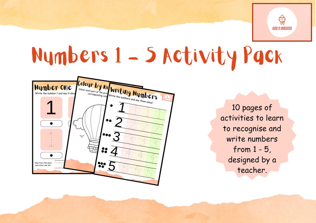 Pre-school Numbers 1-5 Activity Pack Teacher-approved Learning Fun - Etsy