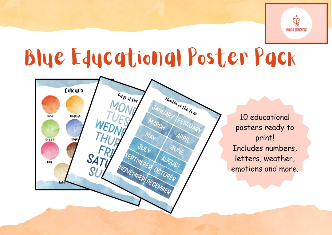 Educational Poster Set Designed by Teacher in Blue Colour Scheme - Etsy