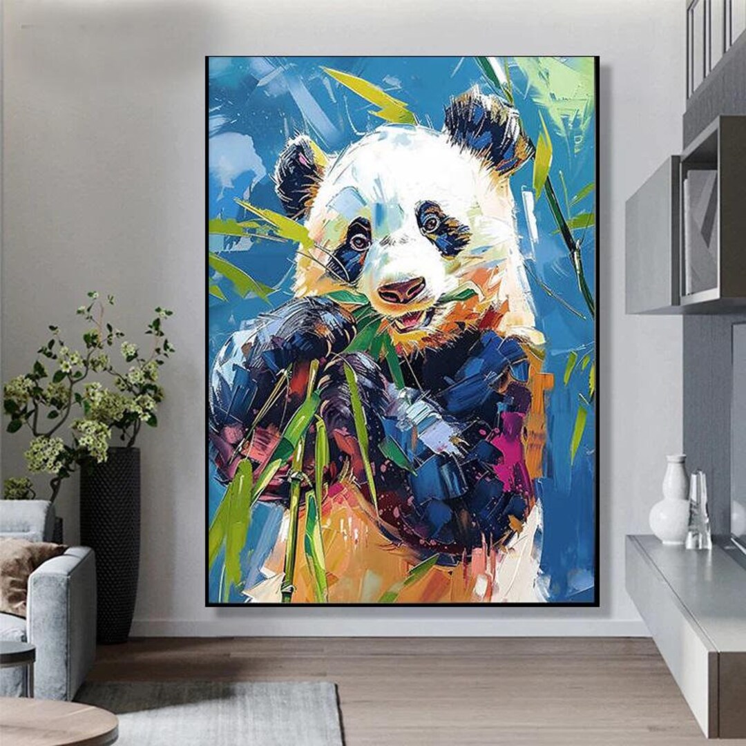 Original Hand-painted Panda Oil Painting on Canvas,large Wall Art ...