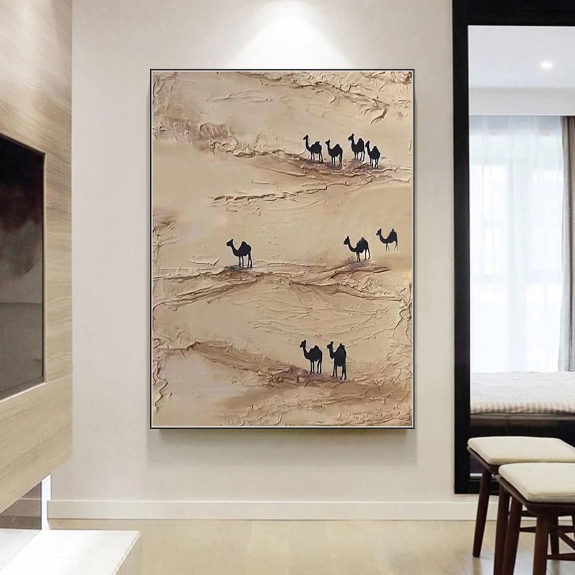 Large Original Brown Desert Oil Painting on Canvas,desert Textured ...