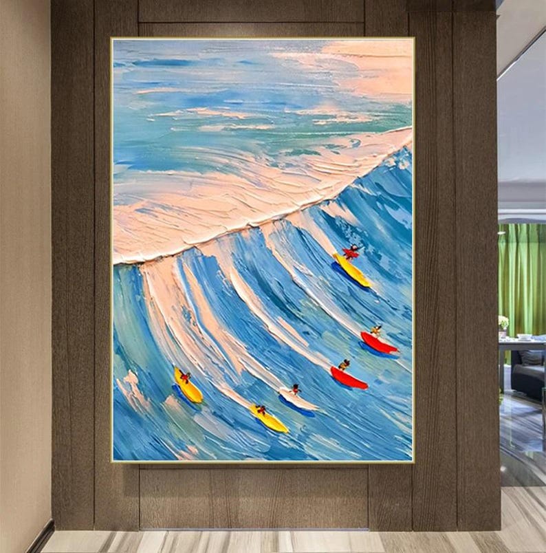 Original Surf Wall Art Ocean Landscape Painting on Canvas Surf Decor ...