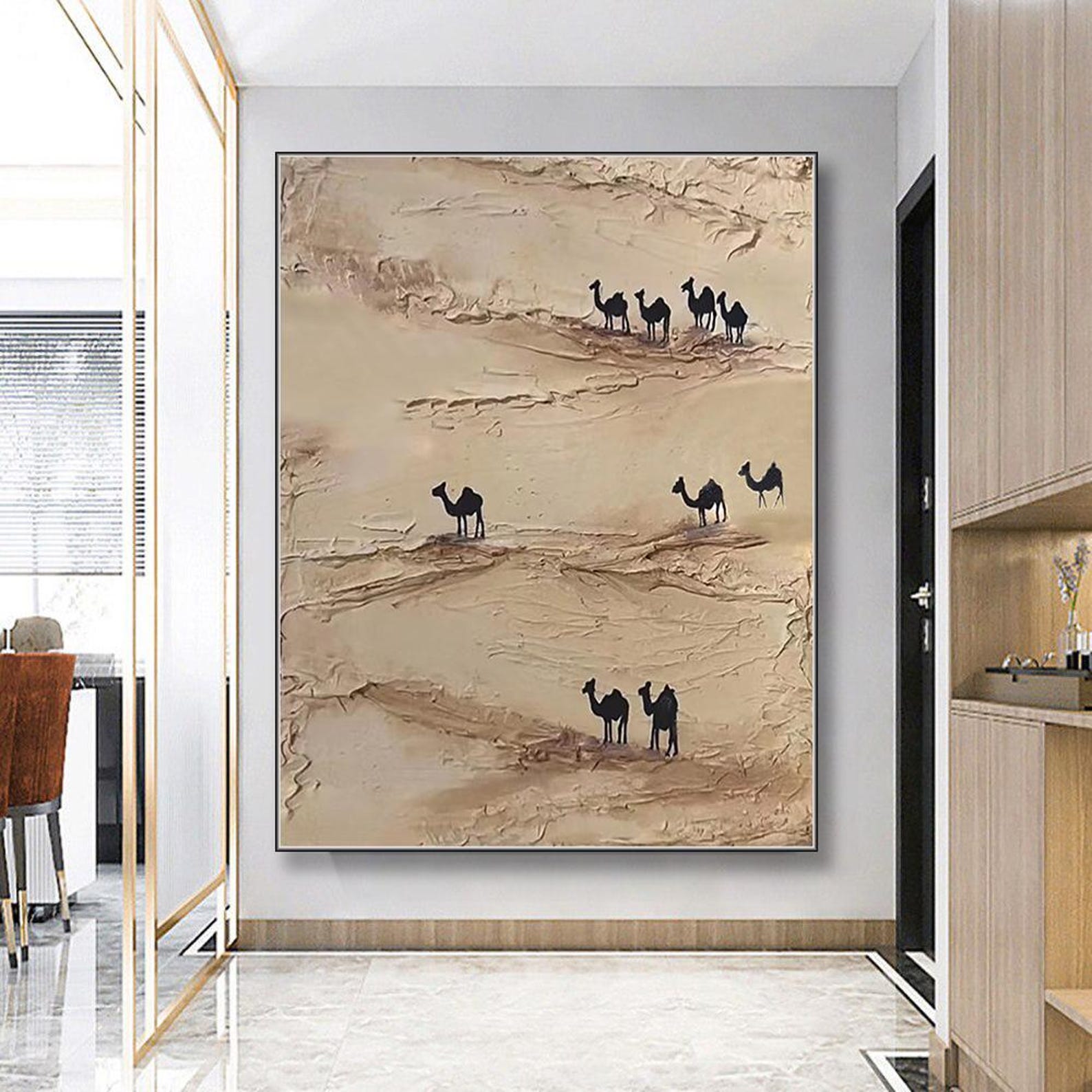 Large Original Brown Desert Oil Painting on Canvas,desert Textured ...