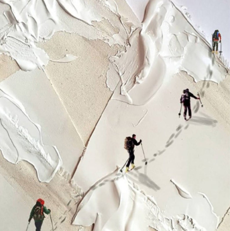 Original Snow Mountain Climbing Sport Painting on Canvas Custom ...