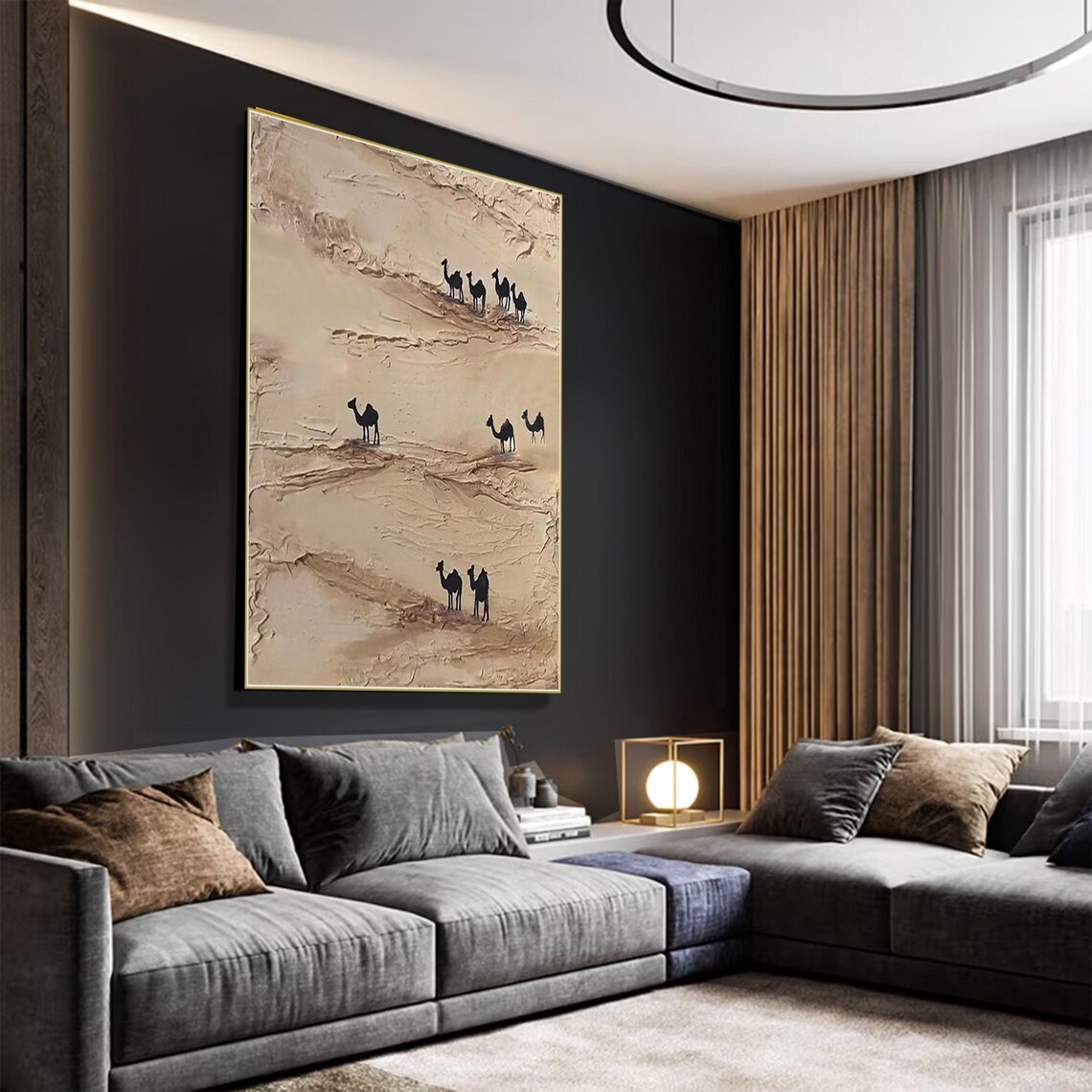 Large Original Brown Desert Oil Painting on Canvas,desert Textured ...