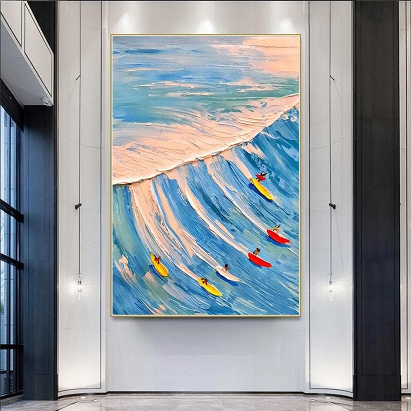 Original Surf Wall Art Ocean Landscape Painting on Canvas Surf Decor ...