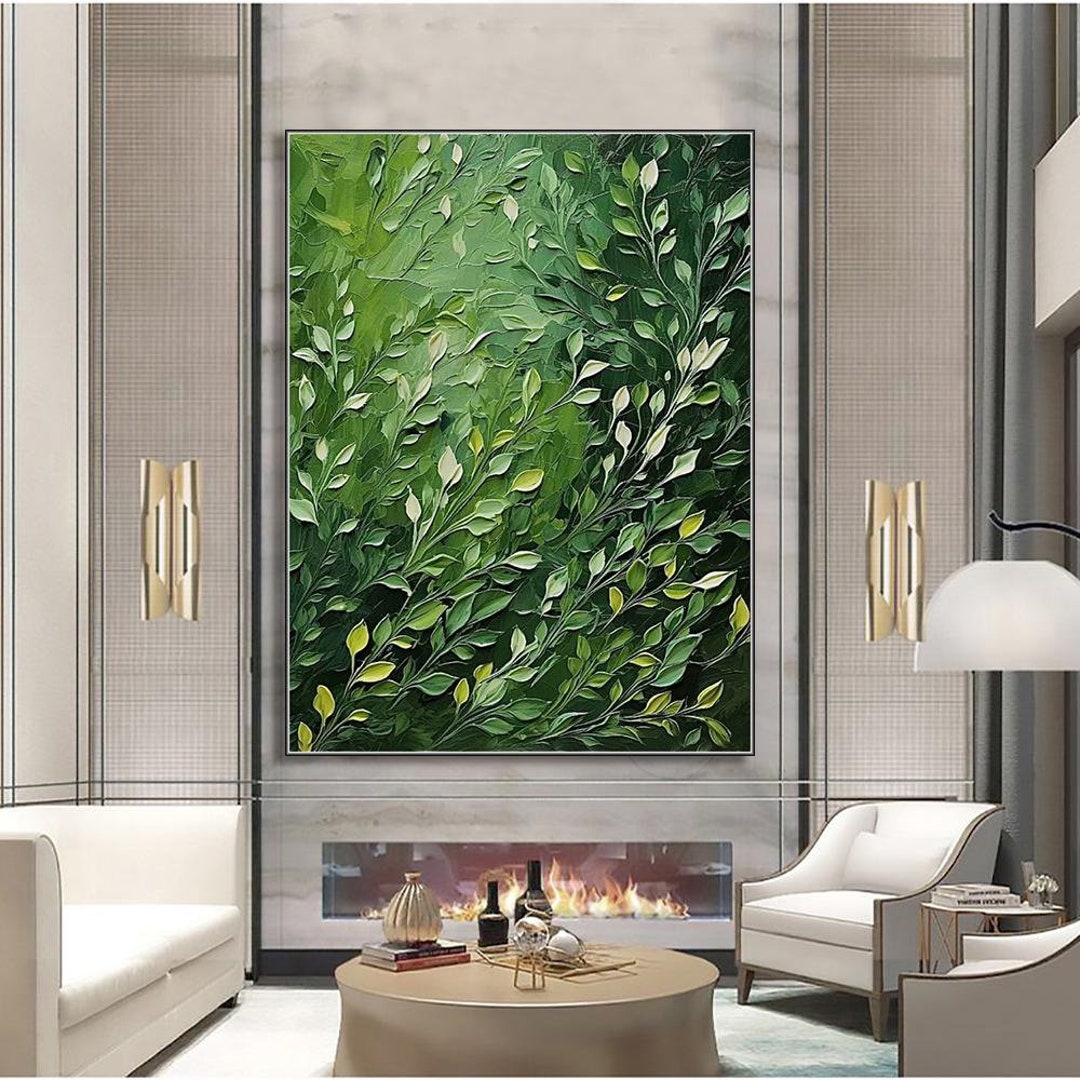 Green Leaf Oil Painting on Canvas 3d Textured Wall Art Art Hand Painted ...
