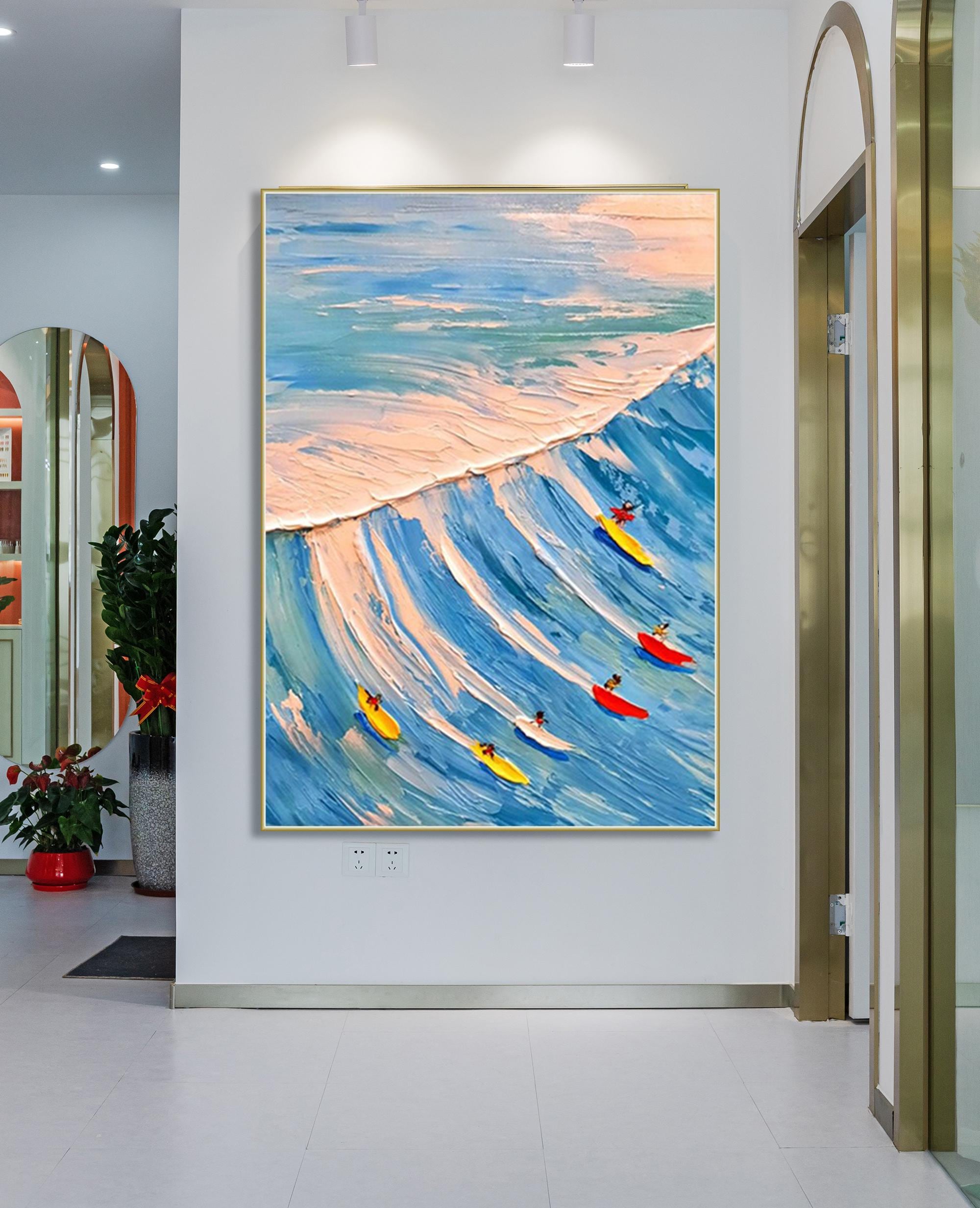 Original Surf Wall Art Ocean Landscape Painting on Canvas Surf Decor ...