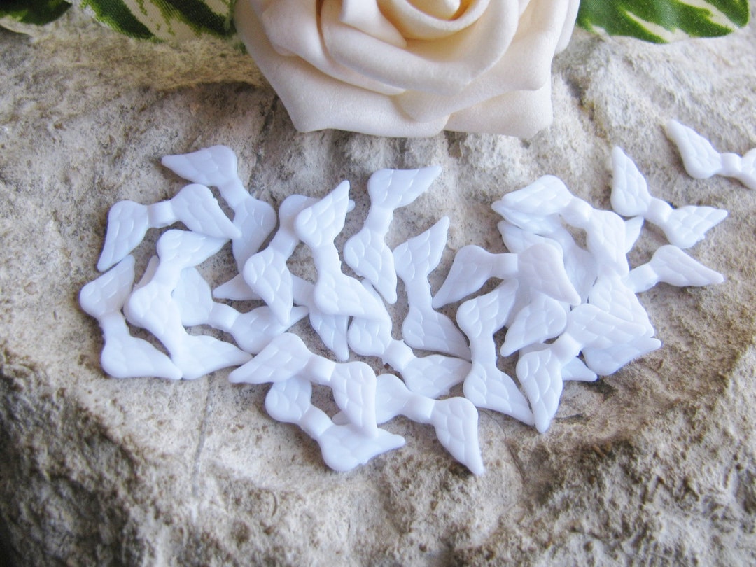 50, Angel Wings White 2 Cm, Acrylic Beads Wings, Pearls - Etsy
