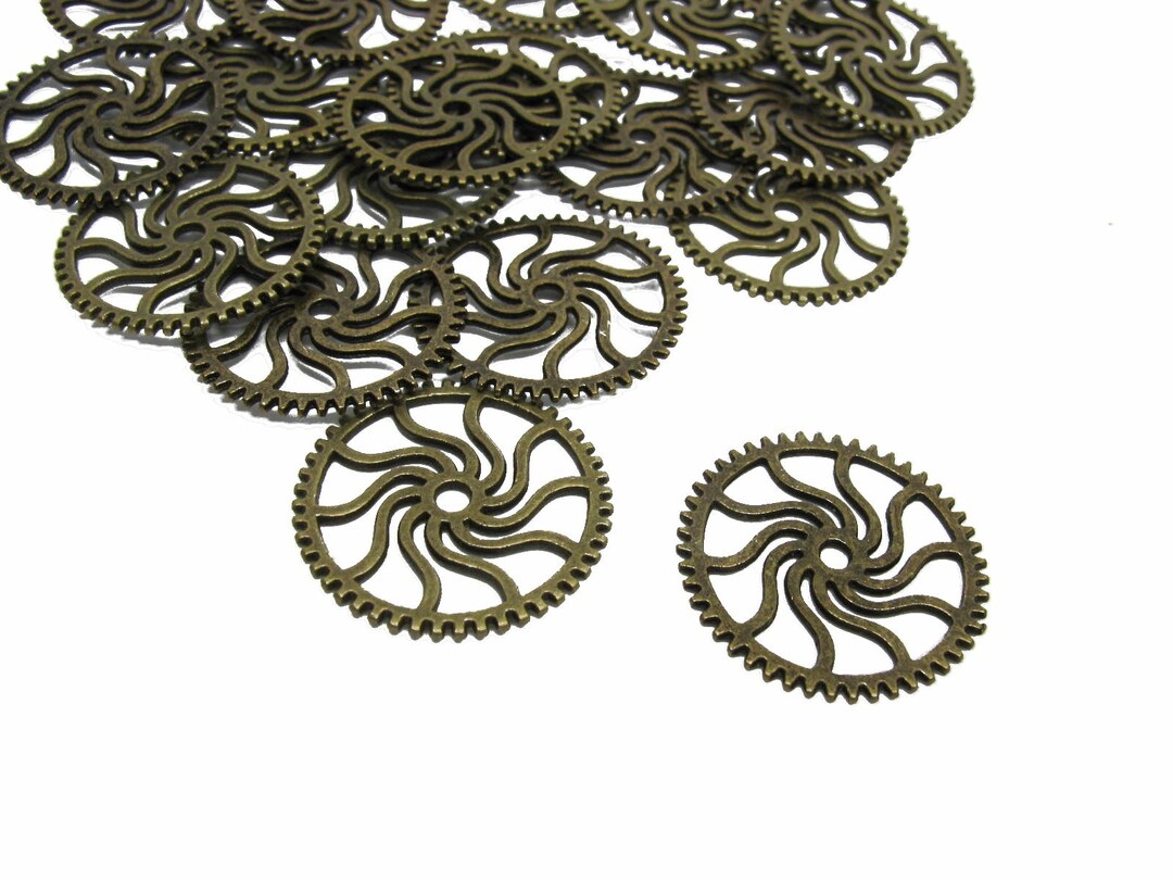 20 Cogs Color Bronze, 2.45 Cm, Steampunk, Scrapbooking, Decorate, Cog ...