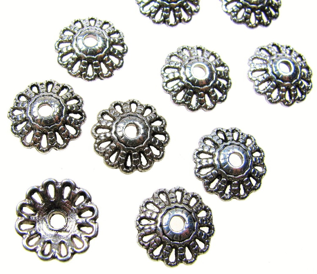 10 Pearl Caps Color Silver, 11 Mm, Metal Beads, End Caps, Jewelry ...