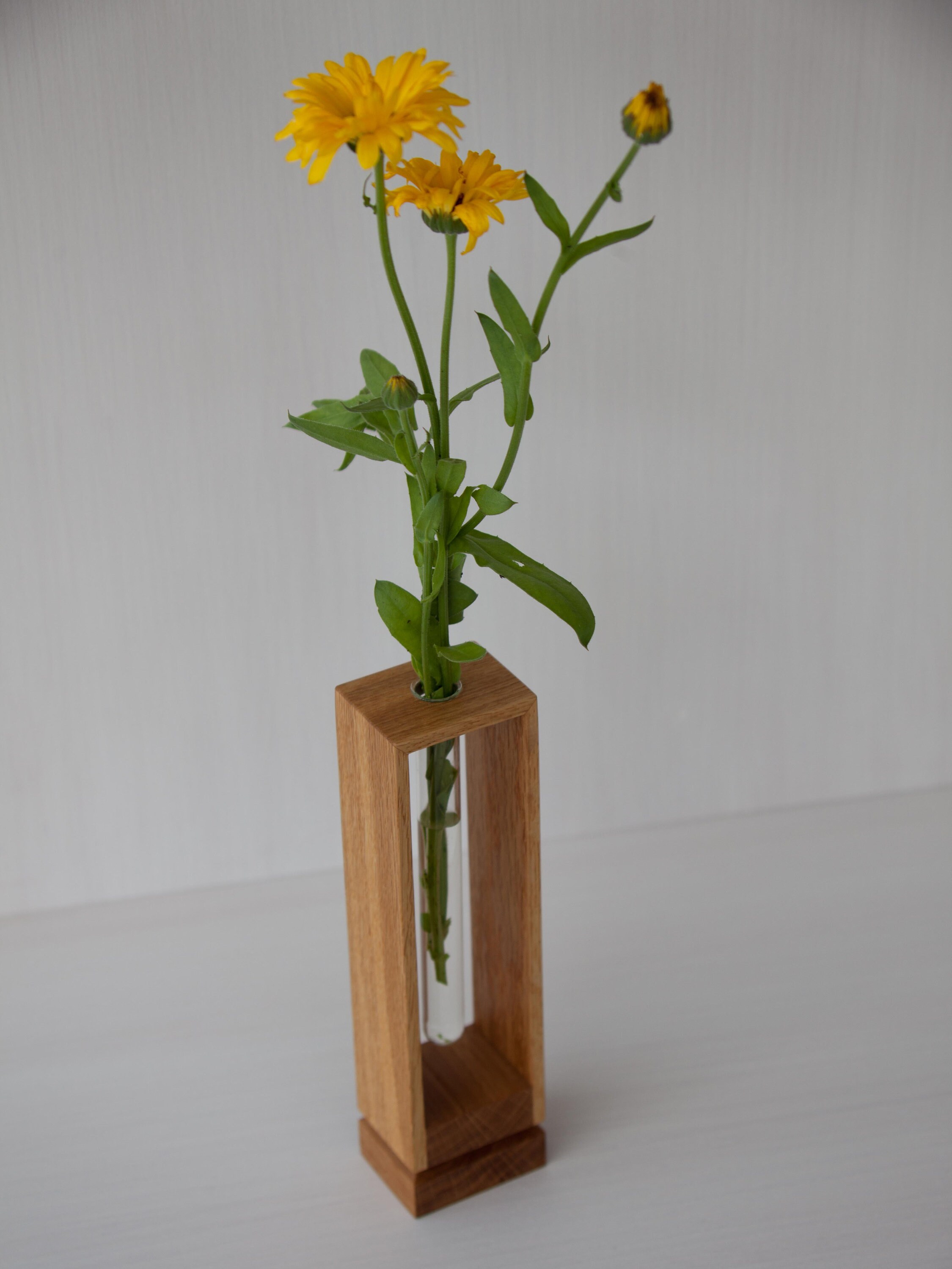 Flower Vase With a Test Tube Made of Oak - Etsy