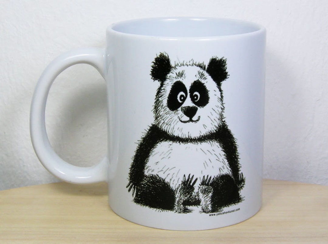 White Ceramic Mug "panda" - Etsy