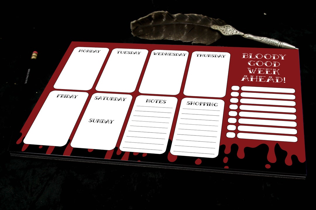 Vampire A4 Weekly Planner Gothic Spooky Design Perfect Stationery Gift ...