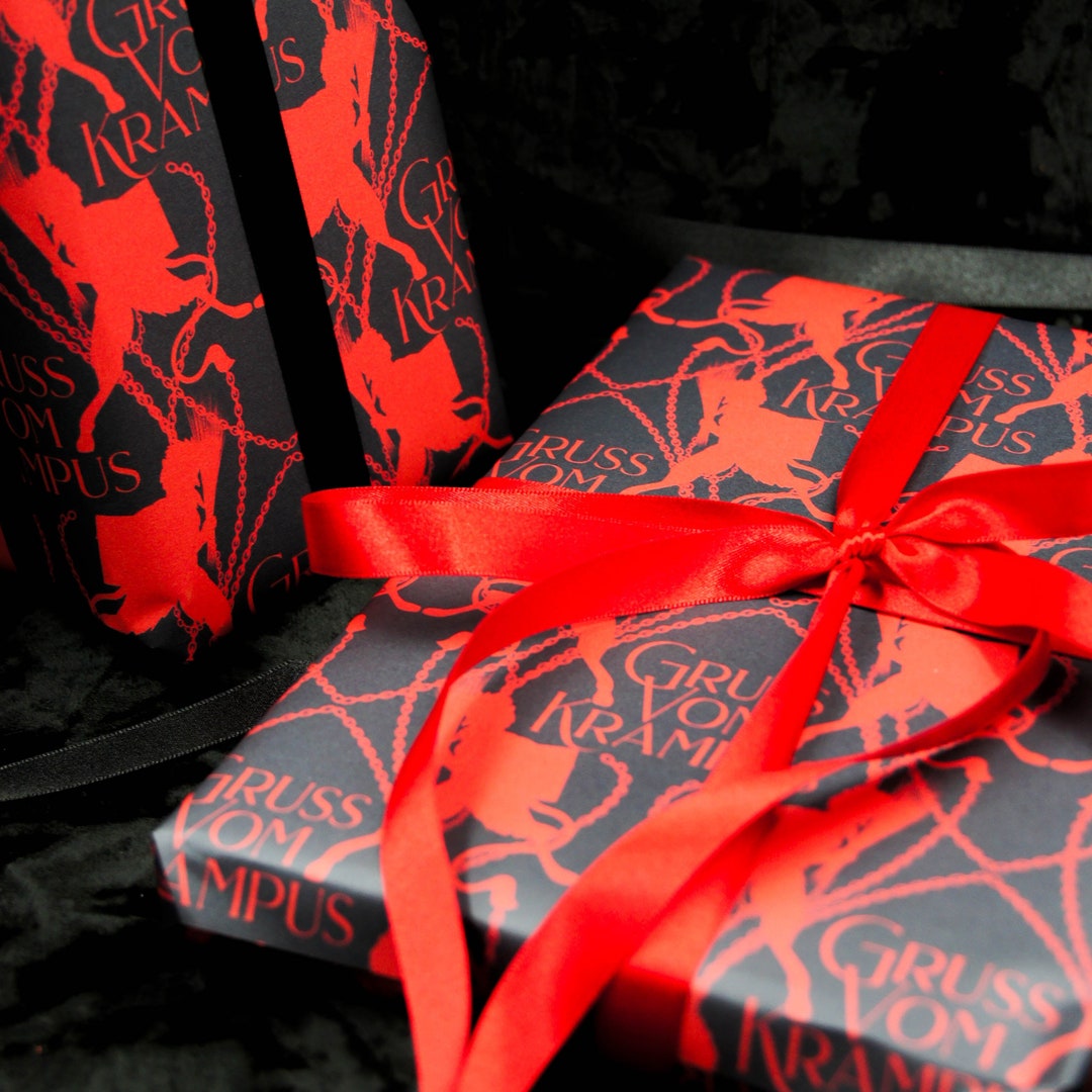 Goth Wrapping Paper Krampus Black and Red Wrapping Paper Gothic ...