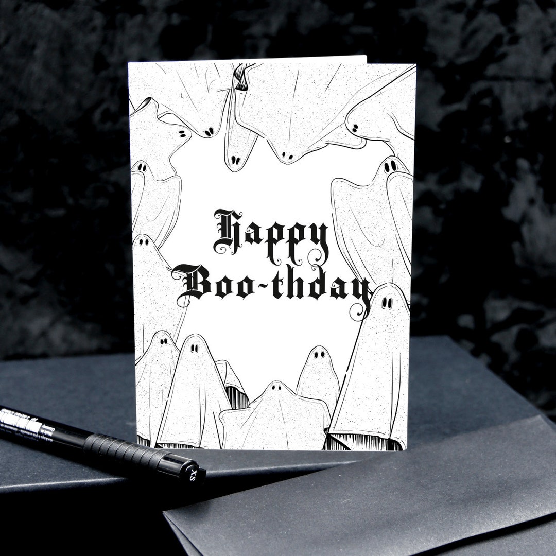 Happy Boo-thday Ghost Birthday Greetings Card for Halloween or Haunted ...