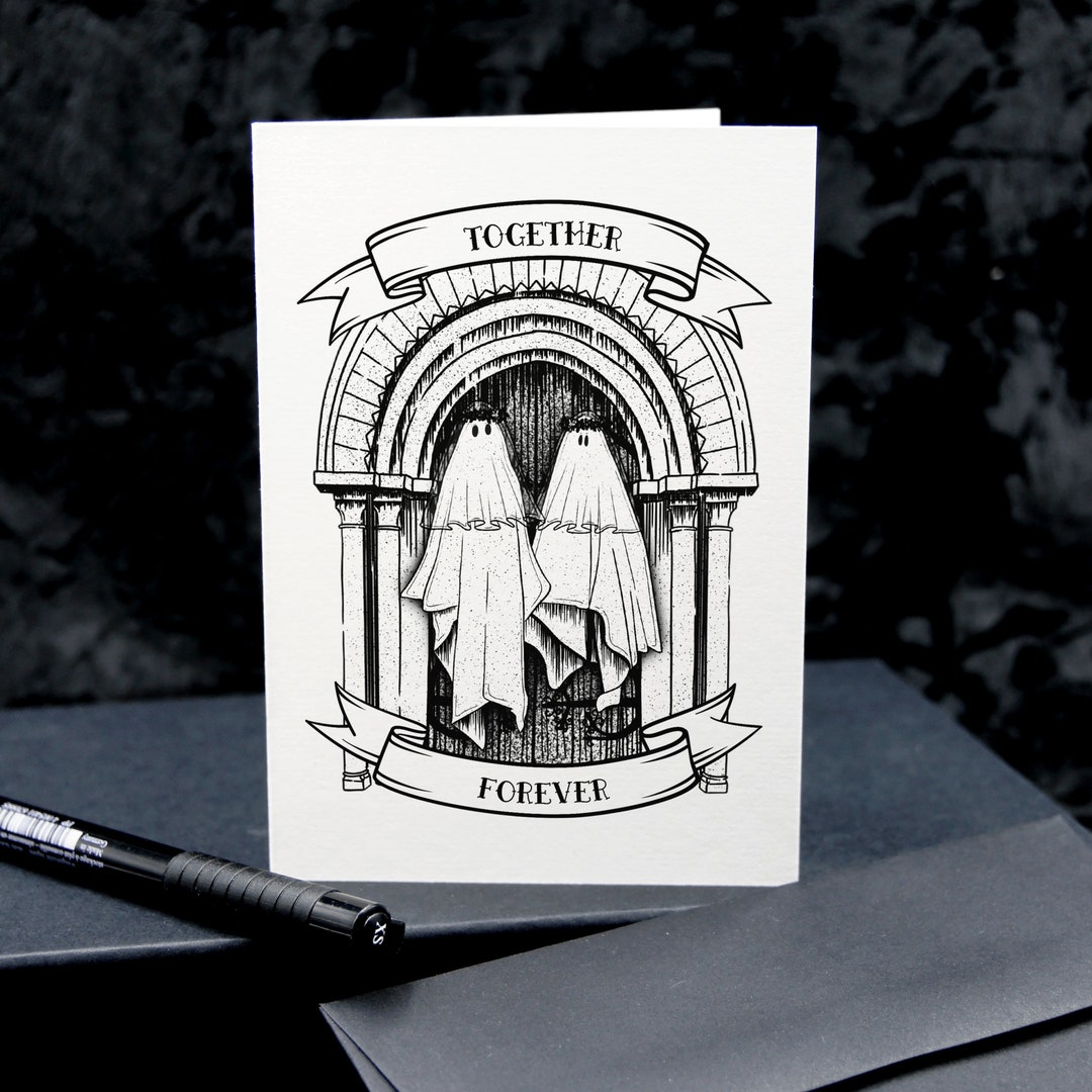 Together Forever Ghost Gothic Two Brides Wedding Card Gothic ...